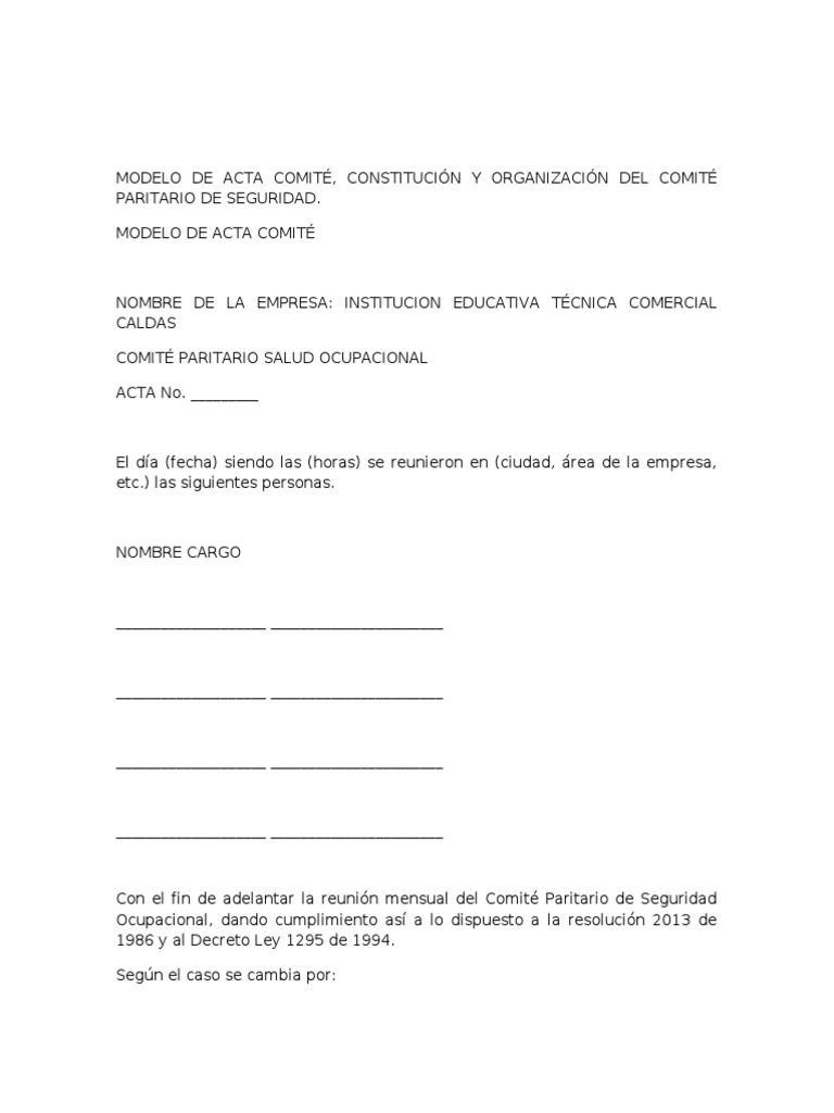 Modelo de Acta Comité | PDF