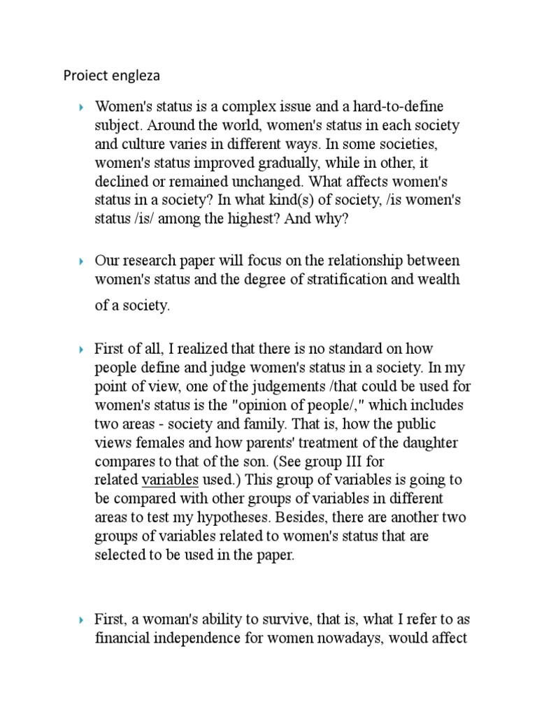 Proiect Engleza Word | PDF | Social Status | Correlation And Dependence