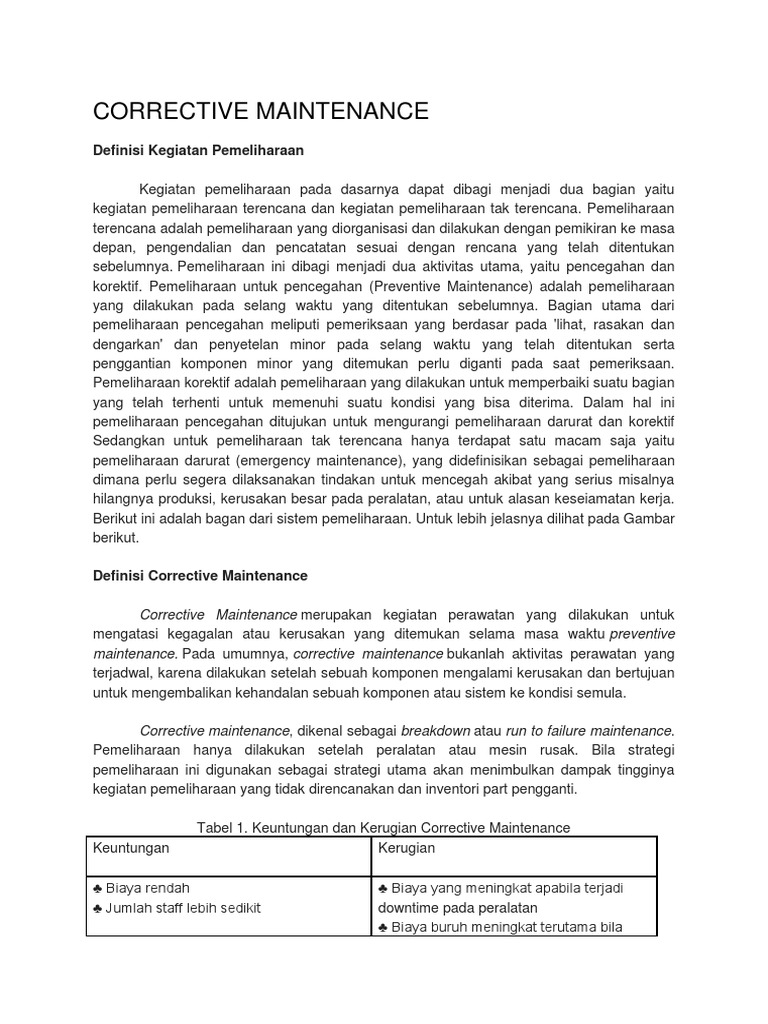 Corrective Maintenance | PDF