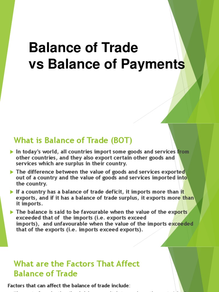 Balance of Trade vs. Balance of Payments | PDF | Balance Of Payments ...