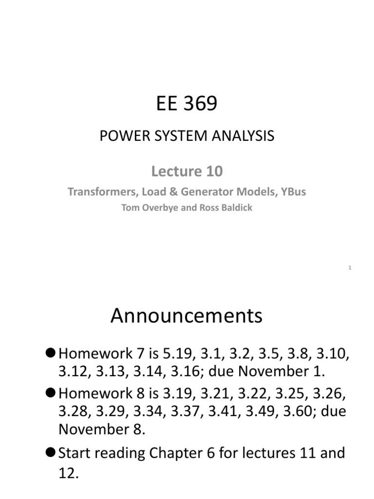 Power System Analysis: Transformers & YBus | PDF | Electric Power ...