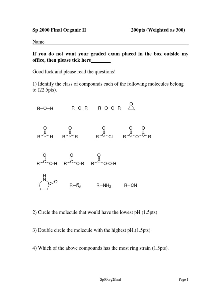SP 2000 Final Organic II 200pts (Weighted As 300) : ROH ROR O Roor ...