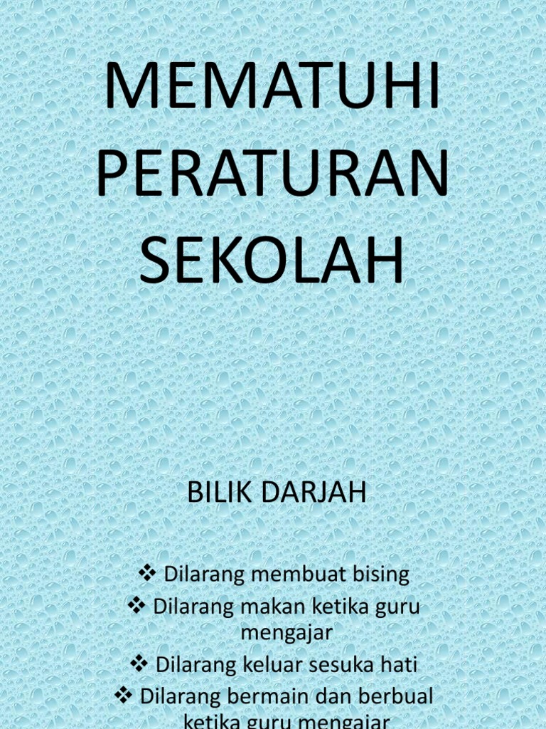 Mematuhi Peraturan Sekolah | PDF