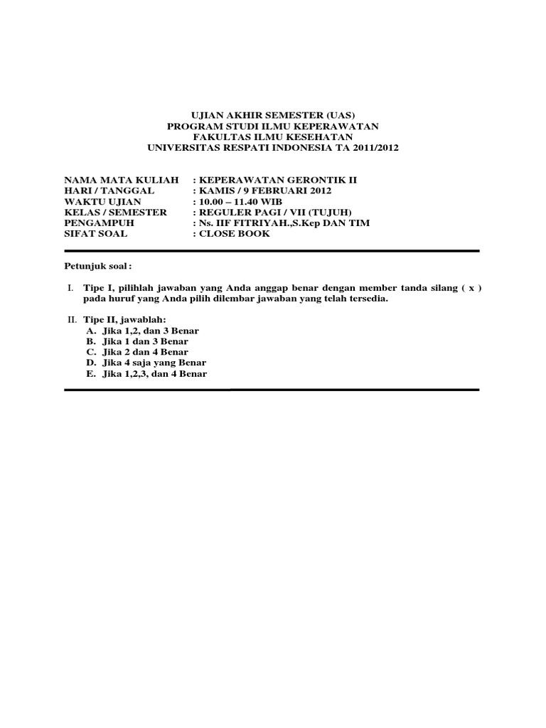 Contoh Format Cover Uts-Uas | PDF