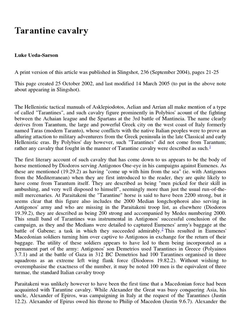 Tarantine Cavalry: Luke Ueda-Sarson | PDF | Cavalry | Macedonia ...