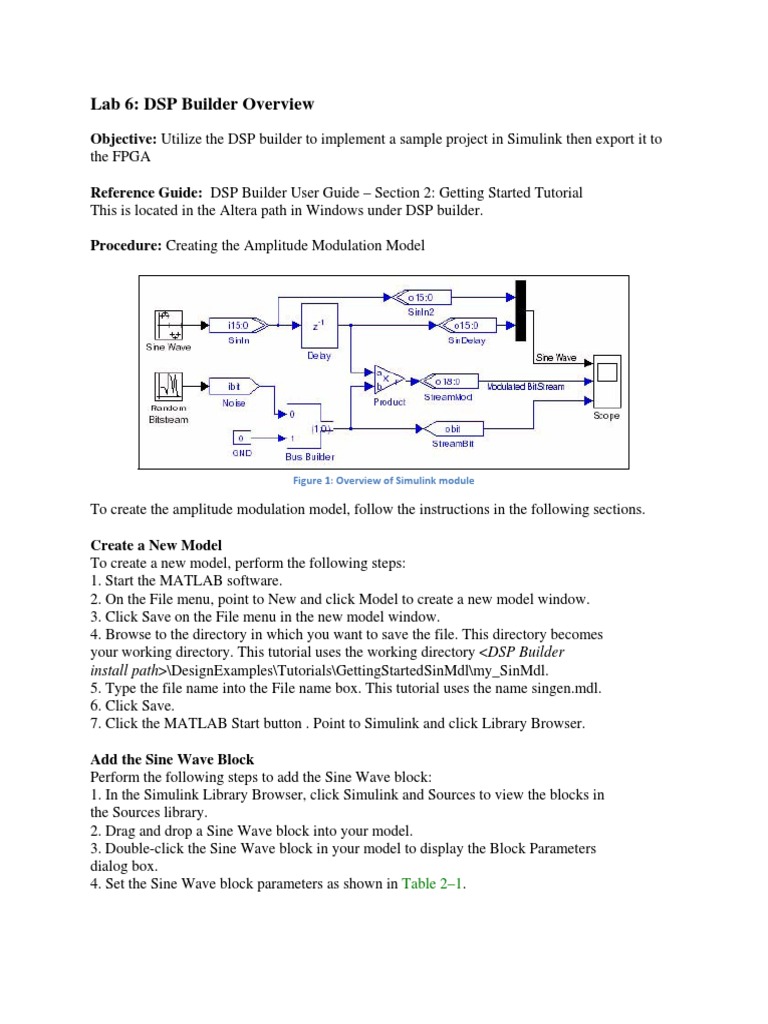 Lab 6: DSP Builder Overview: Install Path /Designexamples/Tutorials ...