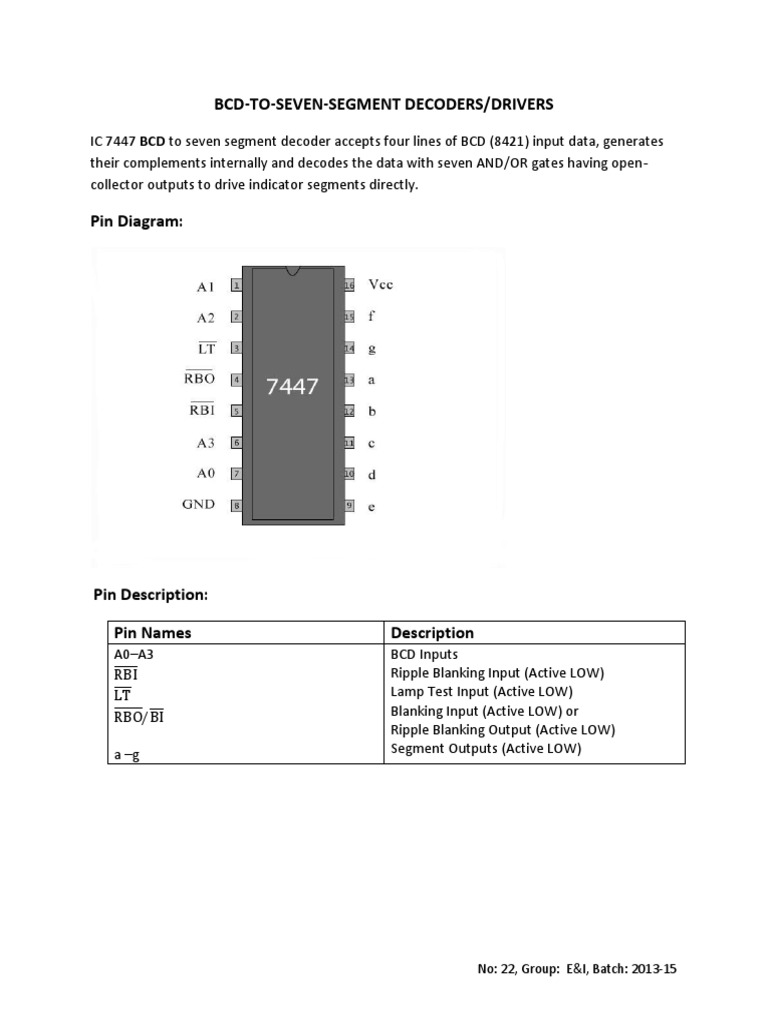 IC 7447 BCD to 7-Segment Decoder Guide | PDF