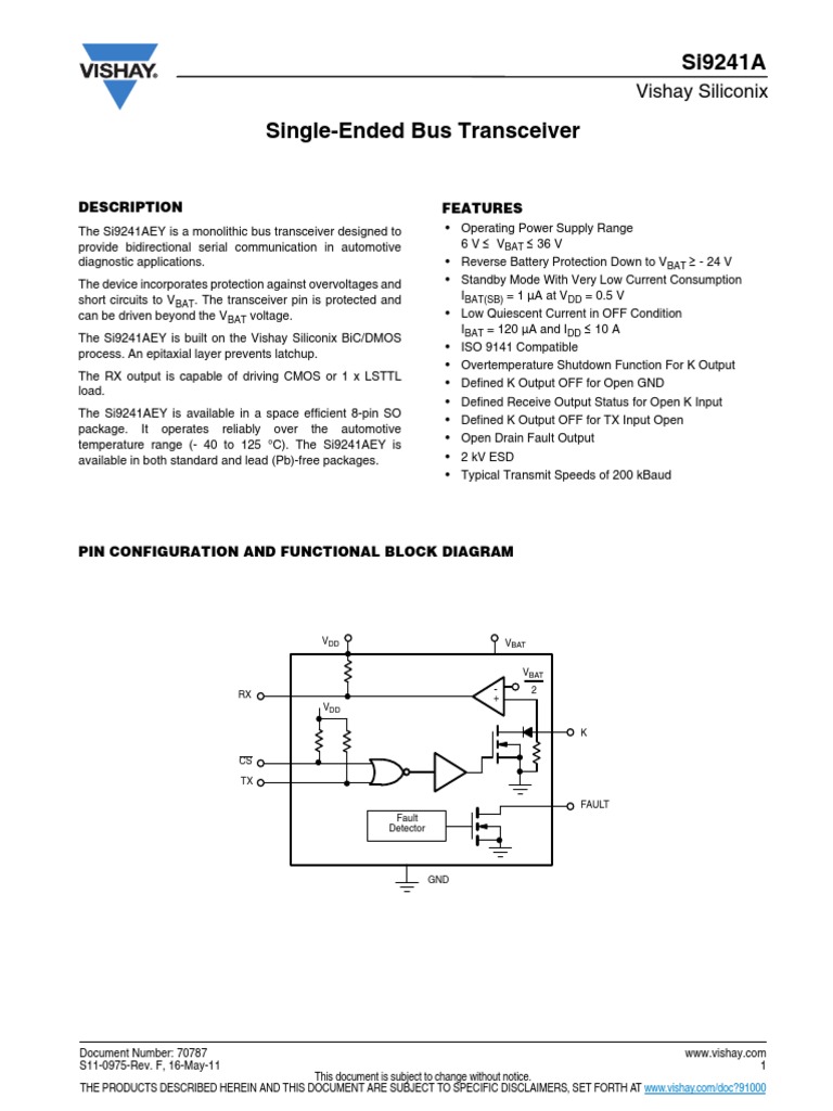 Vishay Siliconix: Features Description
