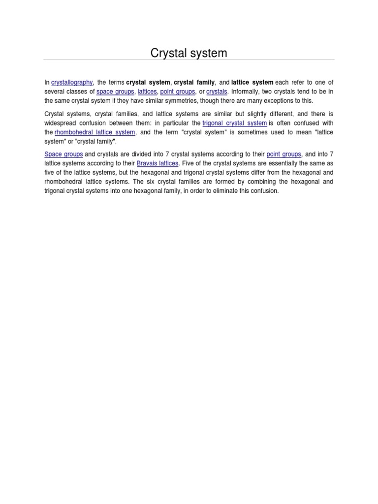 Crystal System: Crystallography Space Groups Lattices Point Groups ...