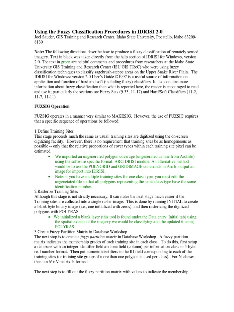 Procedimiento para Idrisi PDF | PDF | Fuzzy Logic | Statistical ...