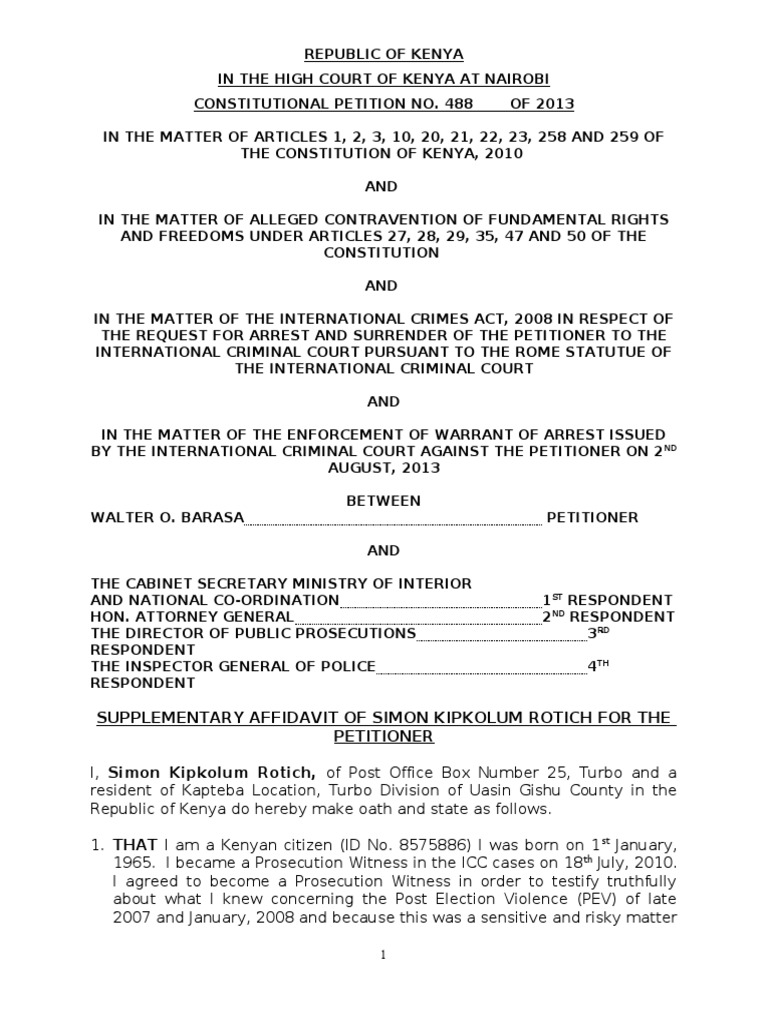 Supplementary Affidavit - Rotich | PDF | International Criminal Court ...