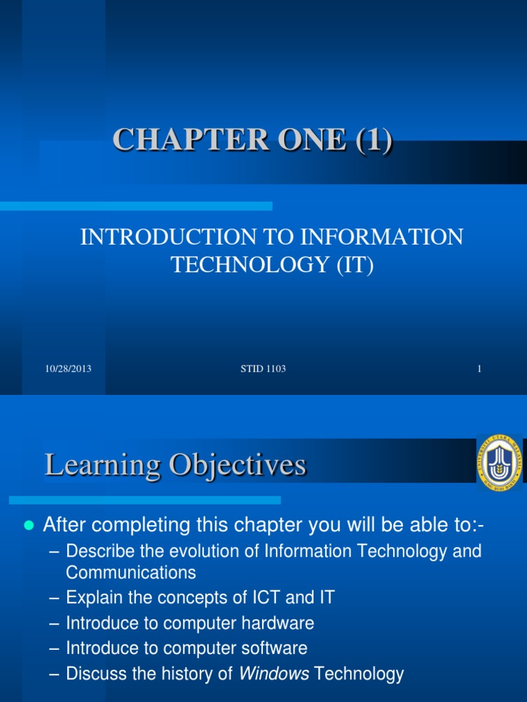 Chapter One (1) : Introduction To Information Technology (It) | PDF ...