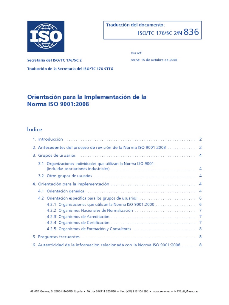 Iso TC-176 SC-2 N-836 | PDF | Organización internacional para la ...
