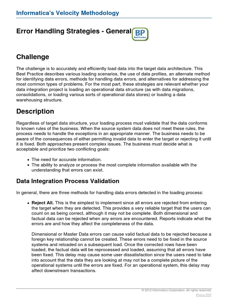 Error Handling Strategies - General PDF | PDF | Business Process | Data ...