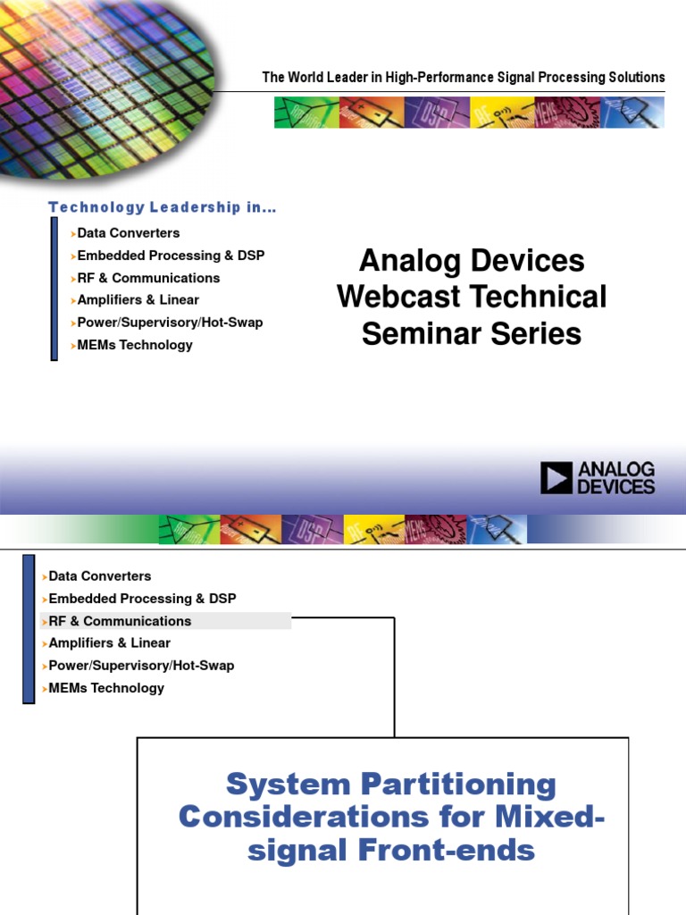 Analog Devices Webcast Technical Seminar Series: The World Leader in ...