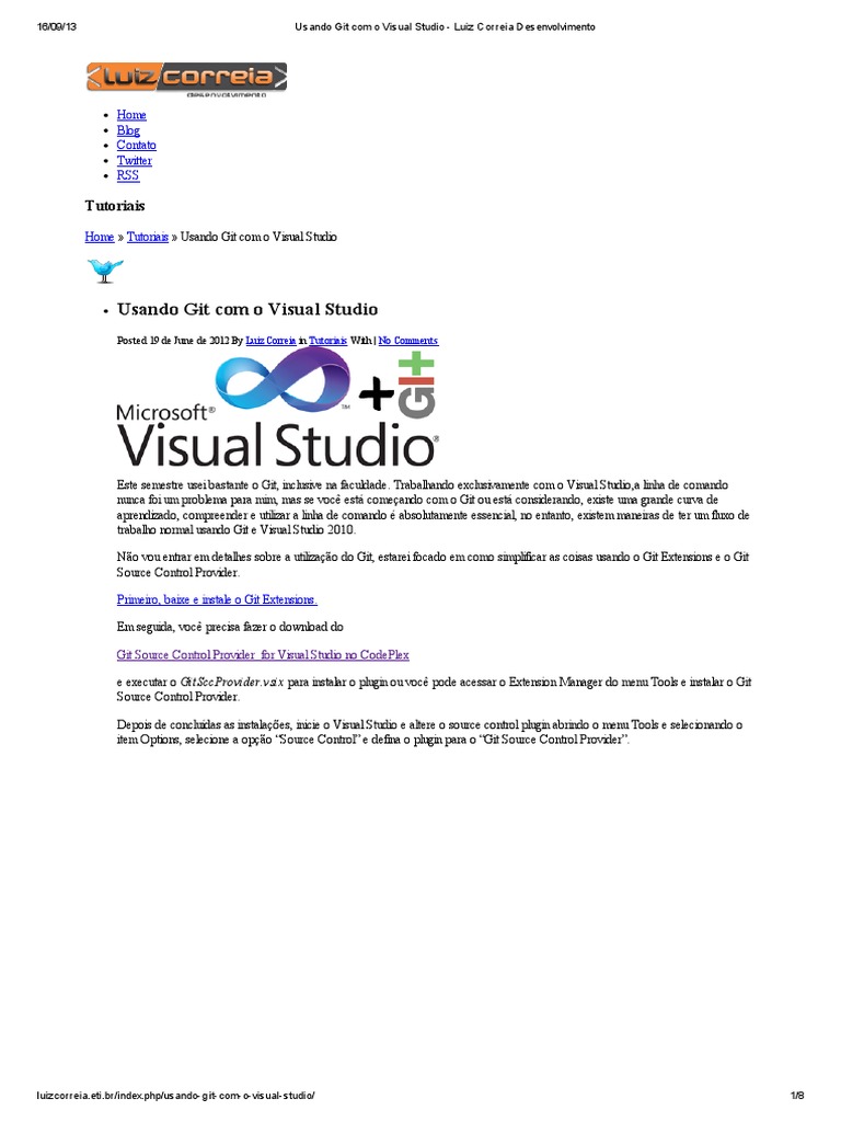 Usando Git Com o Visual Studio PDF | PDF | Microsoft Visual Studio ...