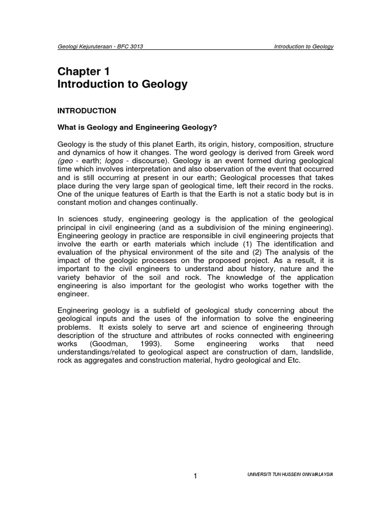Chapter 1 - Introduction To Geology PDF | PDF | Plate Tectonics | Mantle (Geology)