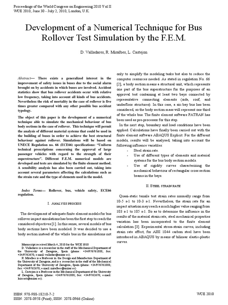 Rollover Test Simulation | PDF | Deformation (Mechanics) | Finite ...