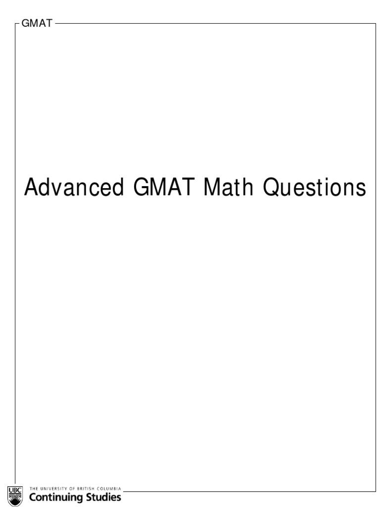 Advanced GMAT Math Practice Questions | PDF | Graduate Management ...