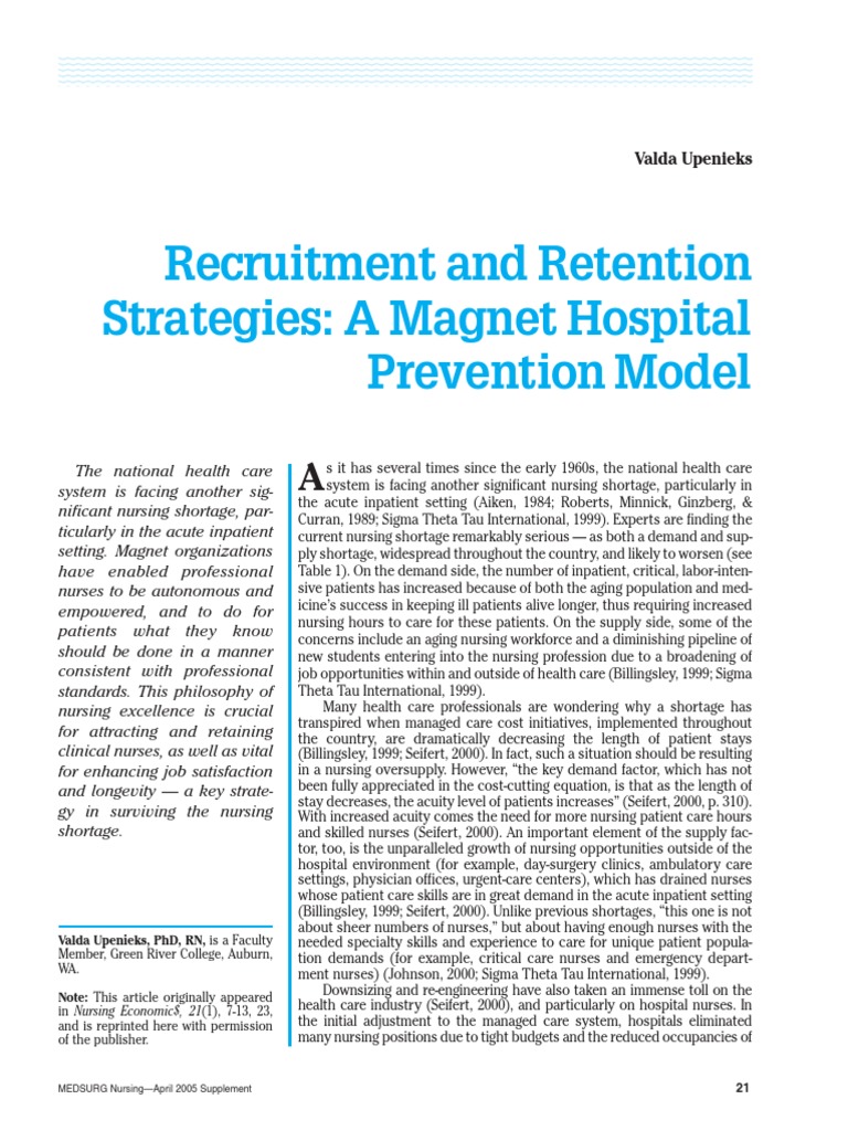 Magnet Model for Nurse Retention | PDF | Nursing | Employee Retention