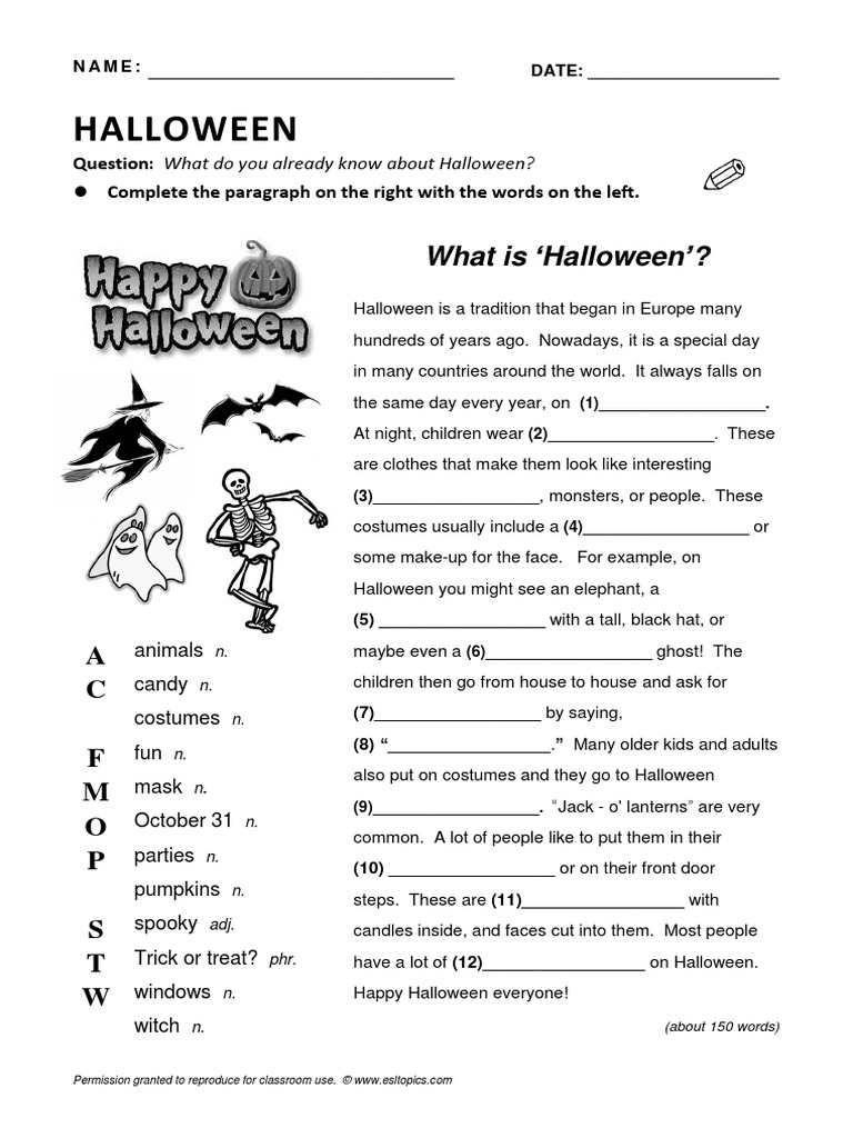 Word Bank Halloween | PDF