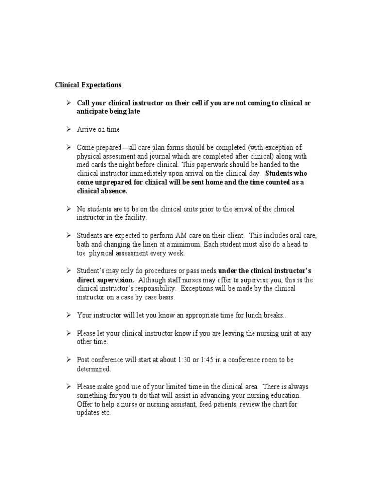 Clinical Expectations | PDF