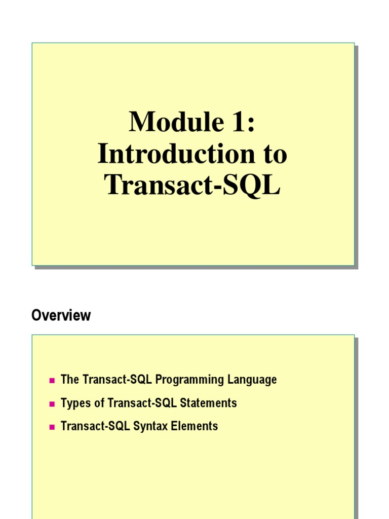Introduction To Transact-SQL | Download Free PDF | Identifier | Variable (Computer Science)