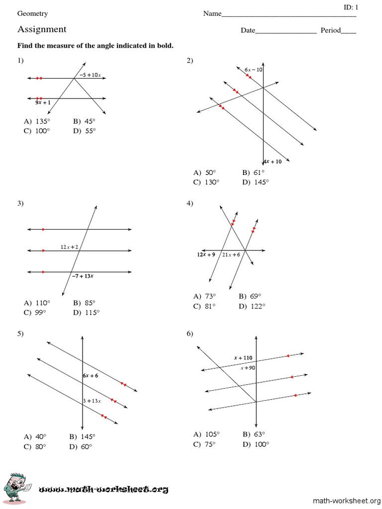 3 2 Transversal and Parallel Withvariables Quiz 2 | PDF | Angle | Space
