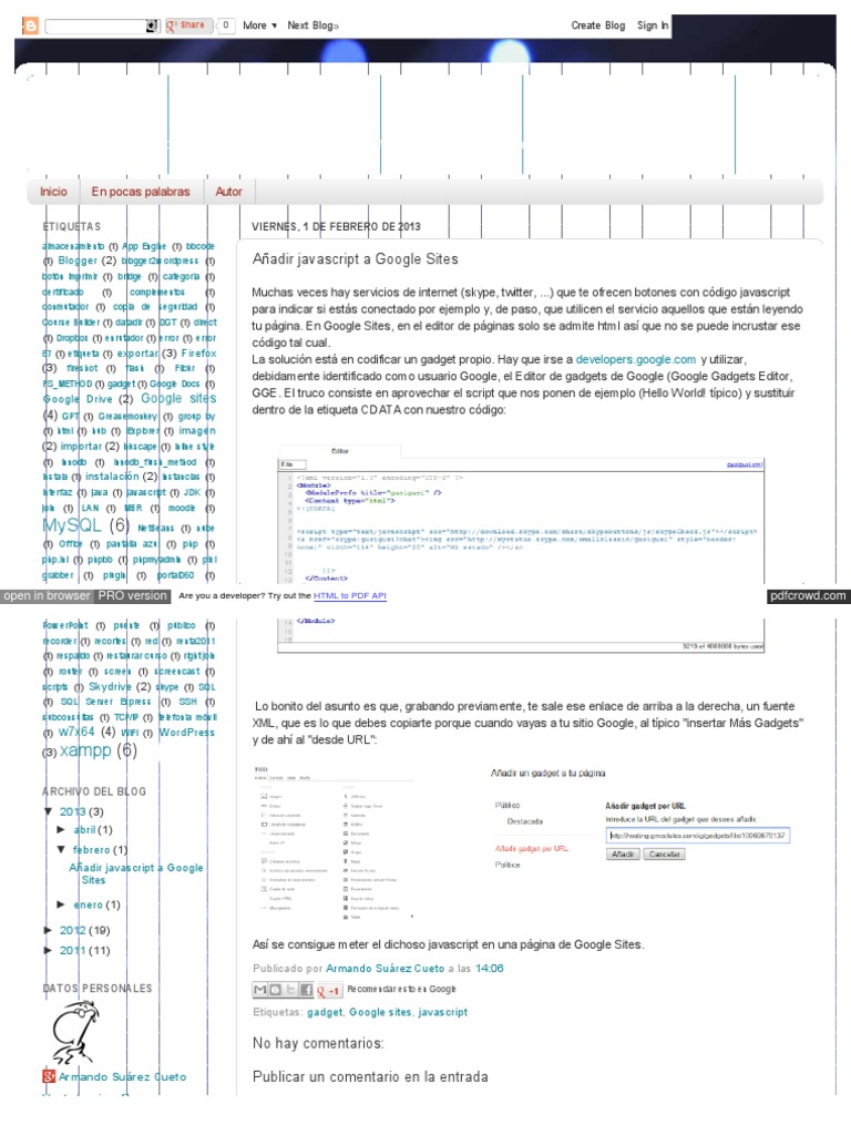 Añadir Javascript A Google Sites | Descargar gratis PDF | Google ...