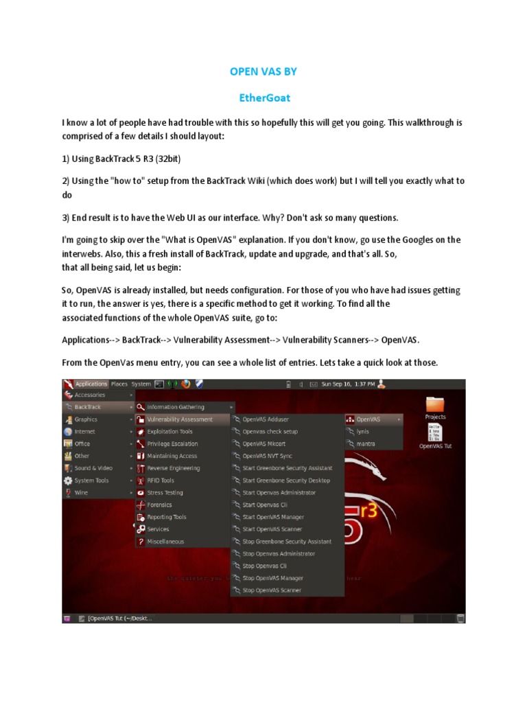 OpenVAS Setup Guide for BackTrack 5 R3 | PDF | Password | Login