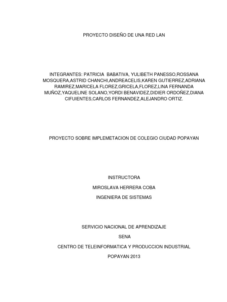 Proyecto Diseño de Una Red Lan | PDF | Protocolos de internet | Red de ... Proyecto Diseño de Una Red Lan | PDF | Protocolos de internet | Red de ...