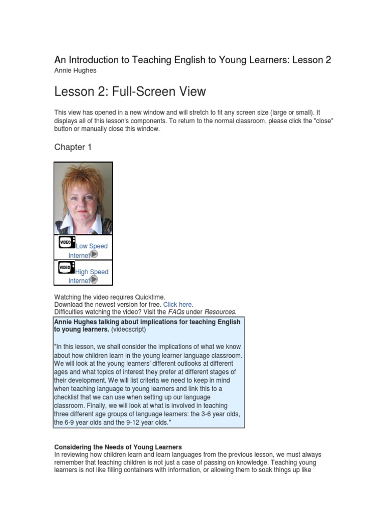 Teaching English to Young Learners | PDF | English As A Second Or ...