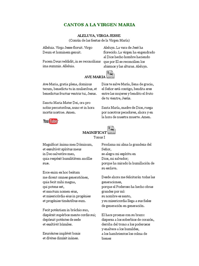 Cantos a la Virgen María | PDF | María, madre de Jesús | María (madre ...