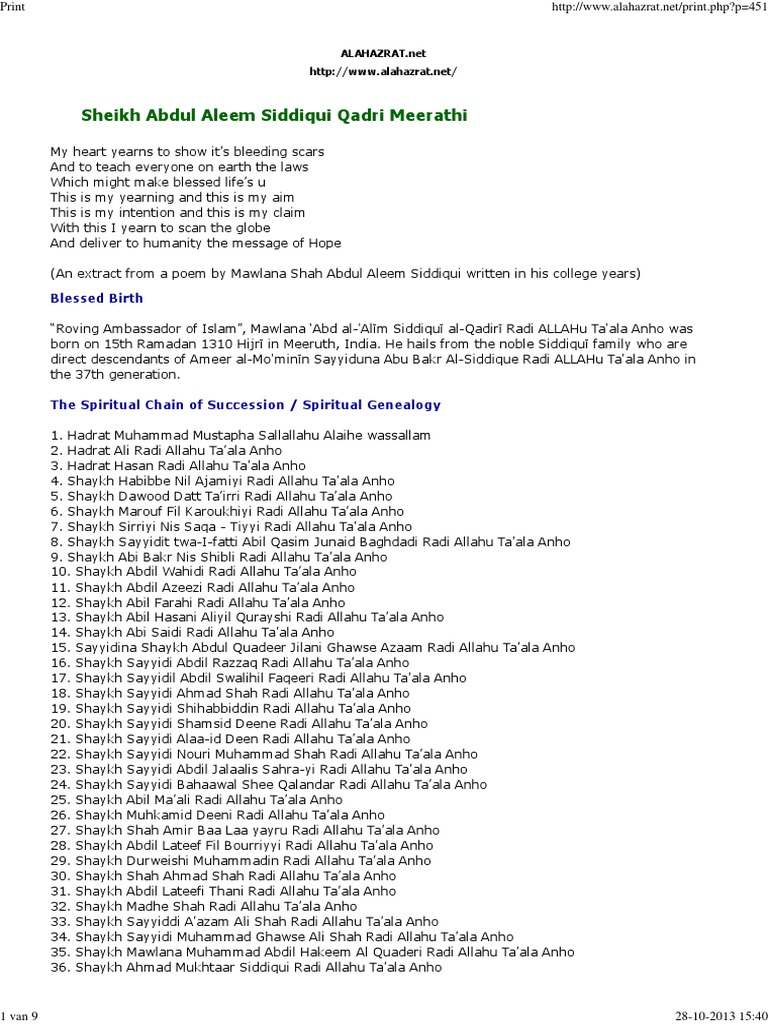 Abdul Aleem Siddiqui PDF | PDF | Sufism | Mosque