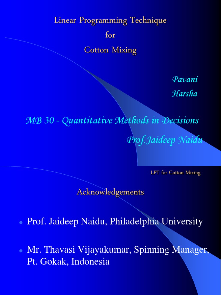 LPT Application in Cotton Mixing | PDF | Cotton | Textiles