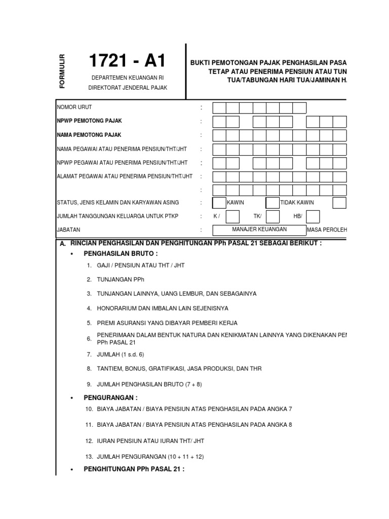 Form 1721-A1 (Kosong) | PDF