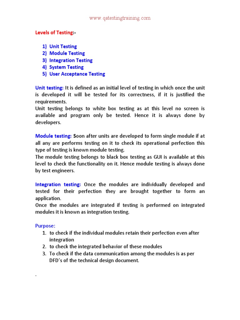 Levels of Testing PDF | PDF | Application Software | Computer Engineering
