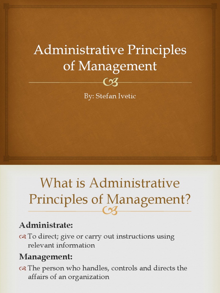 Administrative Principles of Management | PDF | Leadership | Employment