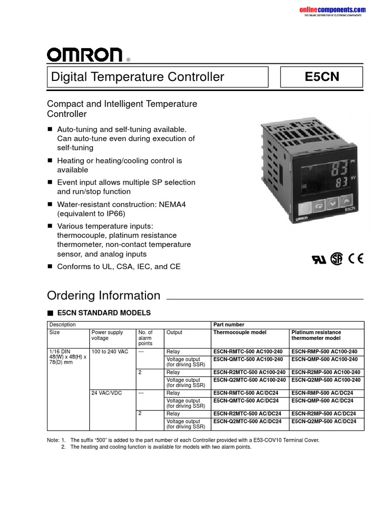 Omron E5cn Controlador Pouchsealer | PDF | Thermocouple | Parameter (Computer Programming)