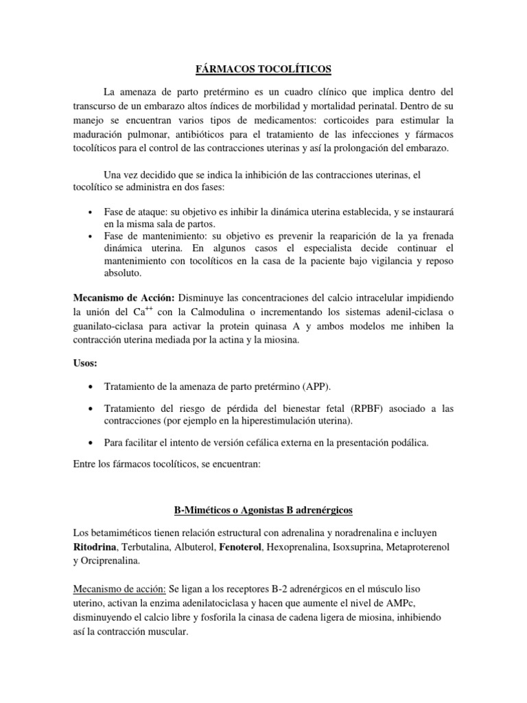 Uso de Antitocolíticos en Parto Prematuro | PDF | Droga anti ...