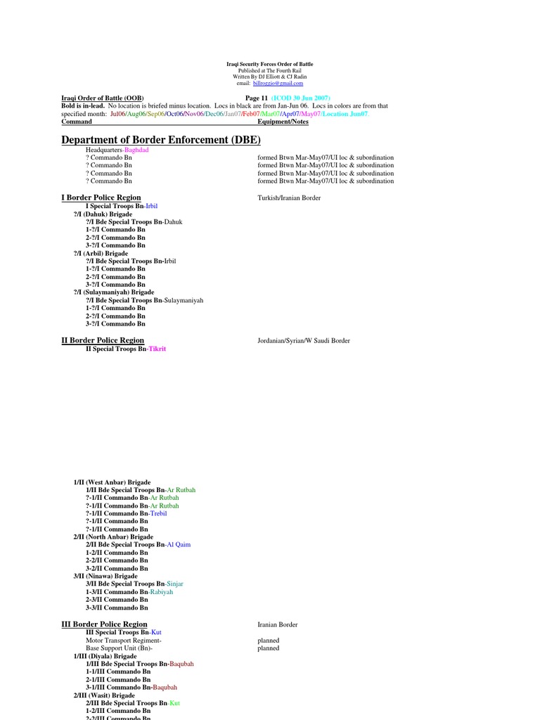Iraq Security Forces Order of Battle | PDF | Politics Of Iraq ...