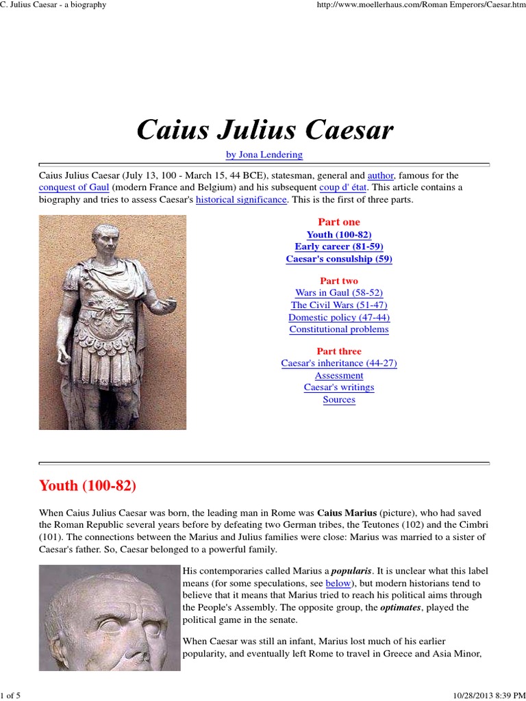 C. Julius Caesar - A Biography PDF | PDF | Julius Caesar | Pompey