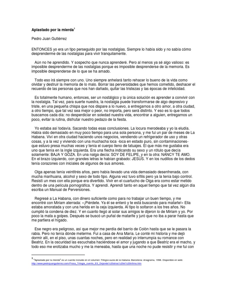 Aplastado Por La Mierda Pedro Juan Guti Rrez | PDF | Superhombre | Memoria