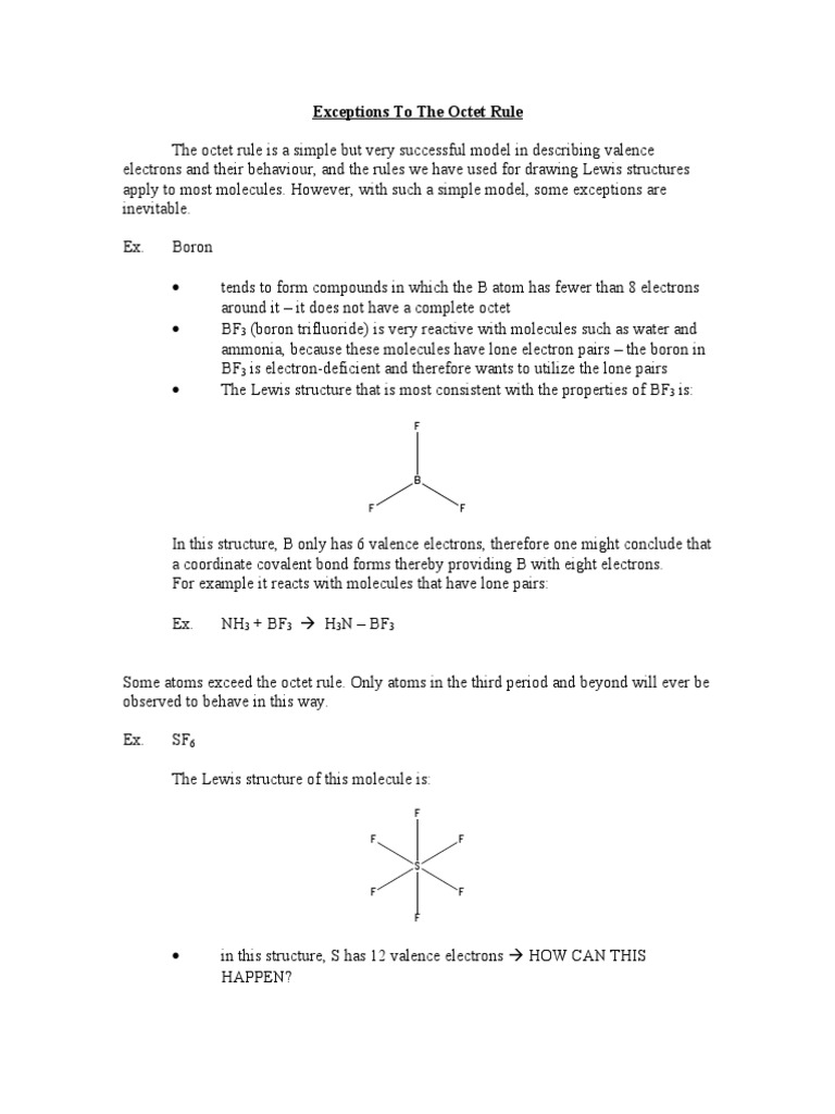 Exceptions to the Octet Rule | PDF | Valence (Chemistry) | Atomic Orbital