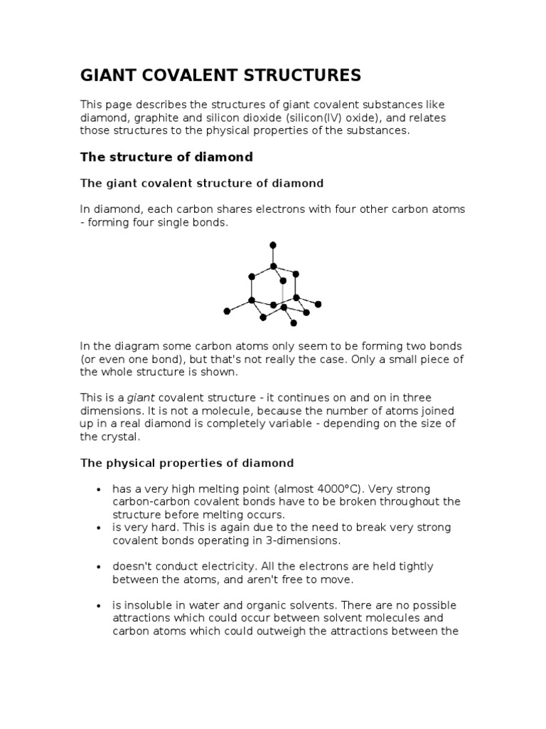 Giant Covalent Structures (SL) | PDF | Chemical Bond | Covalent Bond