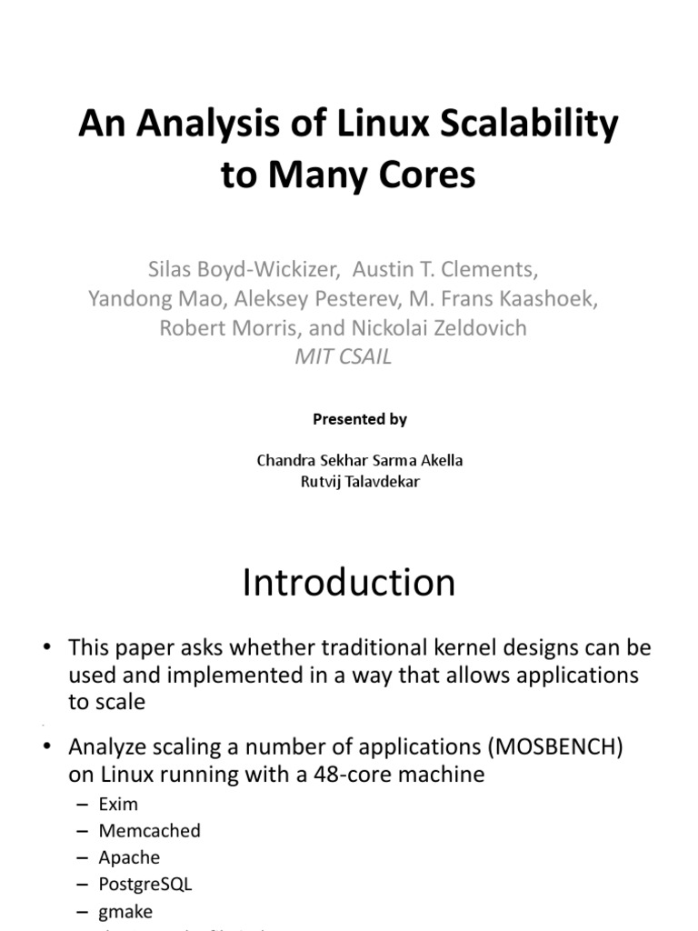 A Comprehensive Presentation On 'An Analysis of Linux Scalability To ...