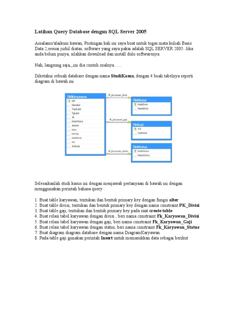Latihan Query Database Dengan SQL Server 2005 | PDF | Komputer