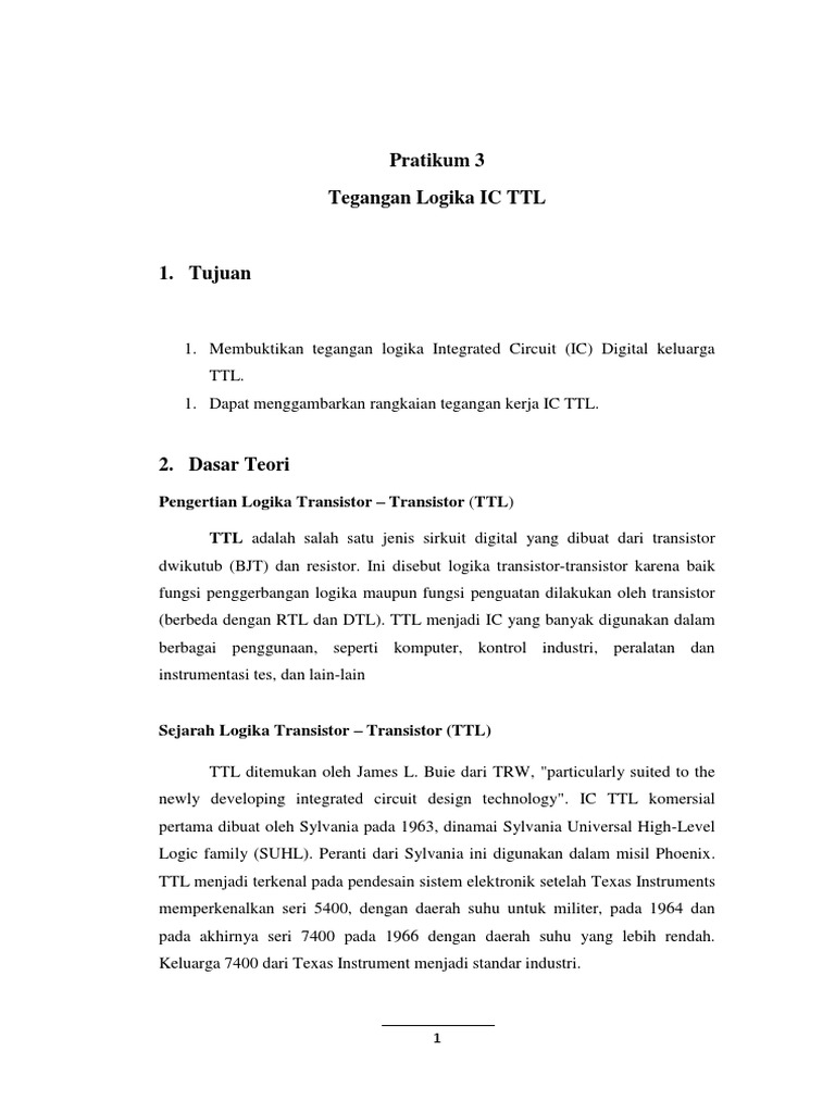 Tegangan Logika IC TTL | PDF