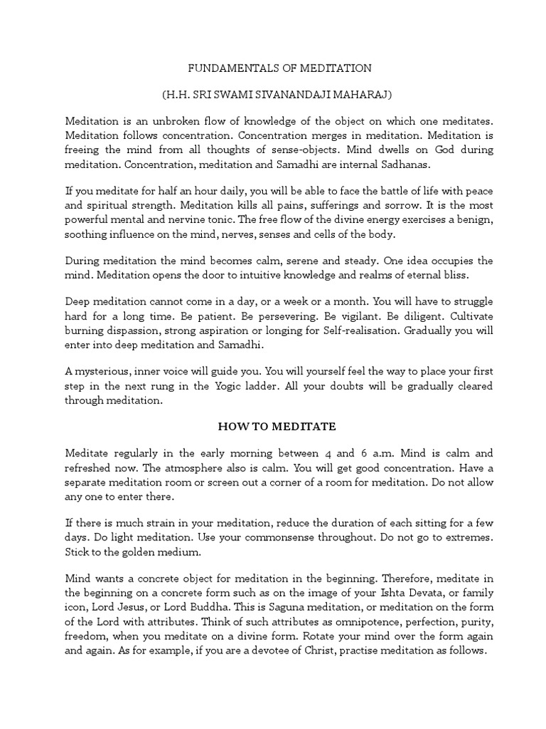 Fundamentals of Meditation | PDF | Mantra | Meditation
