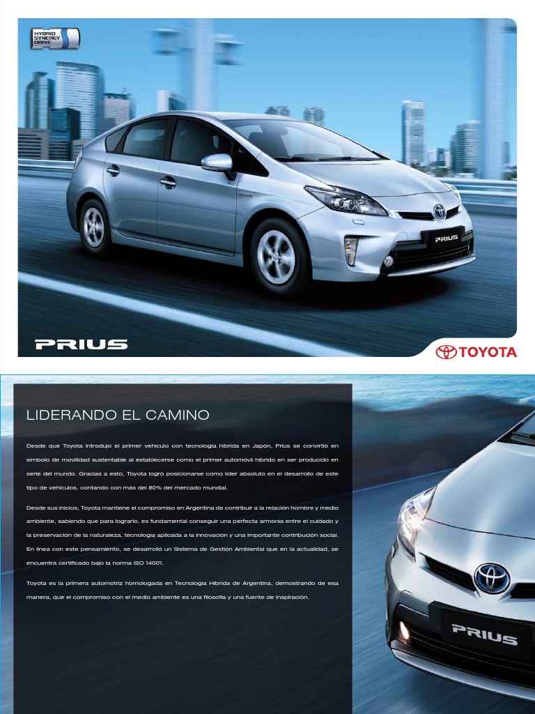 Catálogo Toyota Prius 1.8 CVT | PDF | Vehículo Híbrido Eléctrico ...